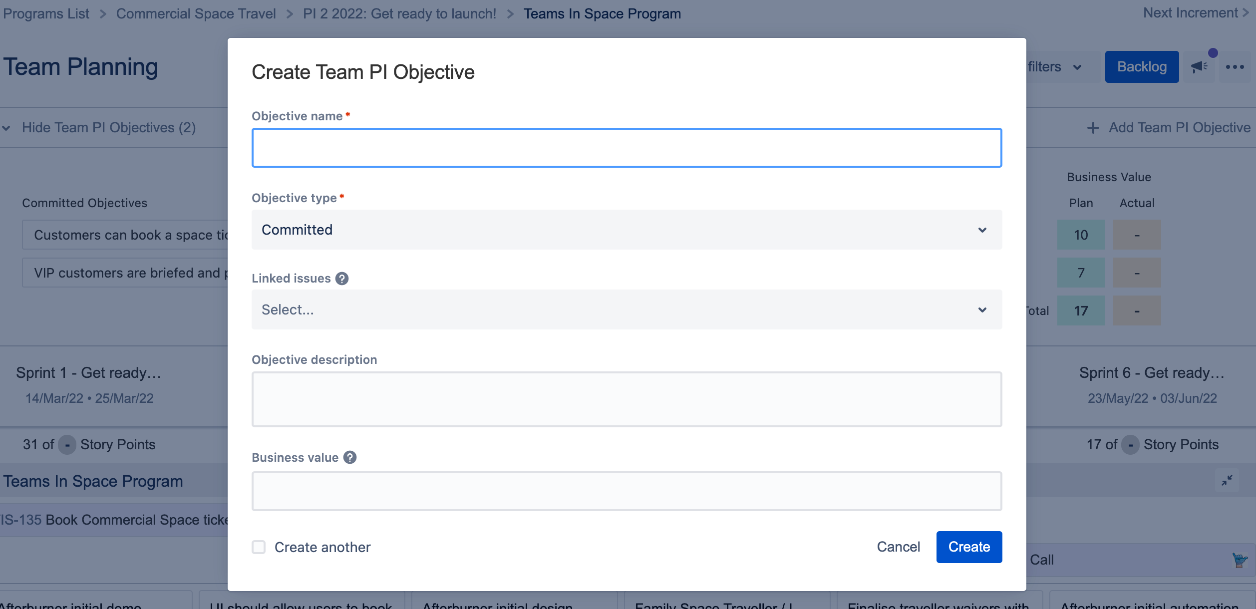 PI Objectives | Easy Agile Help Center